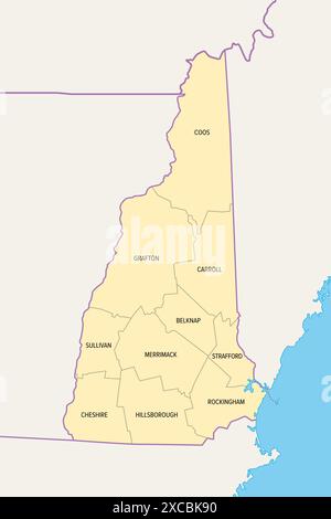 New Hampshire, NH, political map, with capital Concord. State in the ...