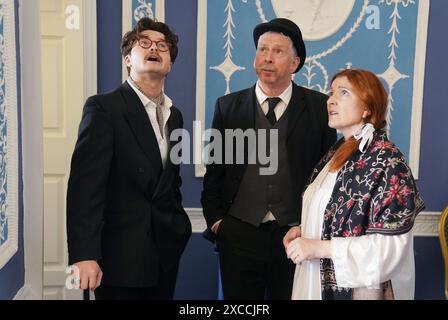 Actors Les Doherty in the role of 'Leopold Bloom' and Elaine Reddy as ...