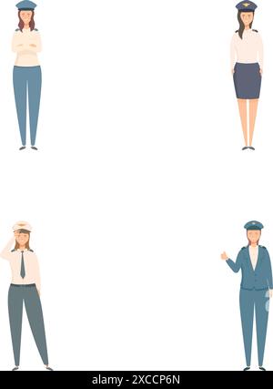 Collection of vector icons featuring women in various professional ...