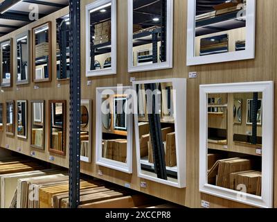 A warehouse packed with numerous mirrors and boxes Stock Photo - Alamy