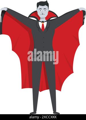 Vampire businessman is spreading his red cloak wide, revealing a ...