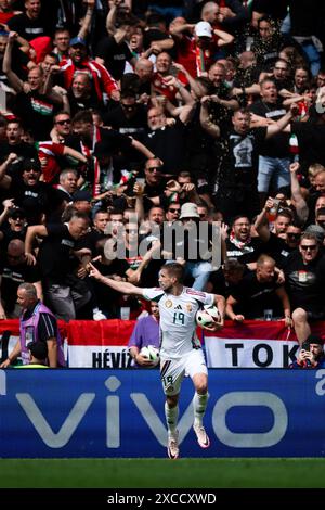 Barnabás Varga of Hungary celebrates his goal with teammates during the ...