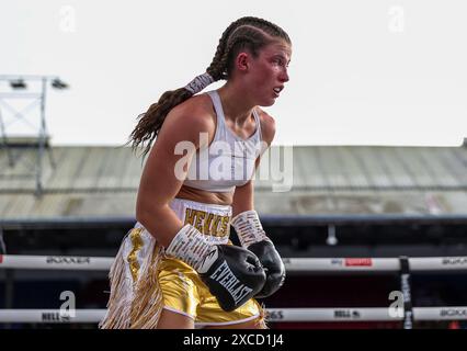Francesca Hennessy in the bantamweight bout at Selhurst Park, London ...