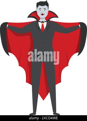 Scary businessman vampire wearing a red cape and running to catch ...