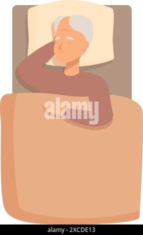 Elderly man enjoying a restful sleep, illustrating concepts of ...