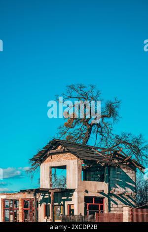 old abandoned unfinished building, unfinished house Stock Photo - Alamy