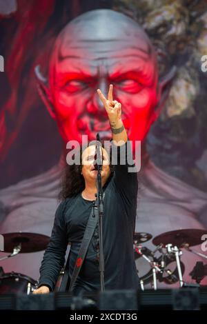 German trash metal band, Kreator, performing at the Rock Im Park ...