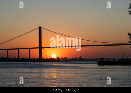 Mozambique, Maputo, Maputo Cidade, Sunset with the bridge Stock Photo ...