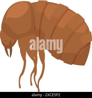 Brown flea insect crawling with big legs illustration. Brown flea ...