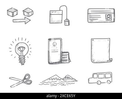 Hand drawn business icons doddle set sketch design Stock Vector Image ...