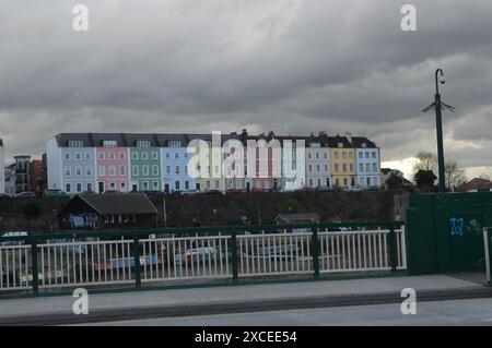 Colourful houses of Redcliffe Parade near Bristol Harbour, England ...