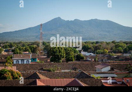 Mombacho volcano seen from the church tower Iglesia de la Merced ...