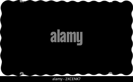 Rectangular shape with wavy borders. Scalloped rectangle. Empty text box, stamp, tag or label ...