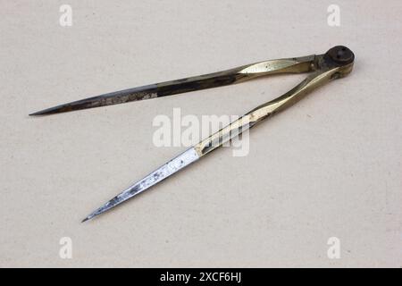 vintage bronze dividers calipers nautical navigation chart tool on ...