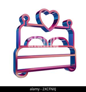 3D Neon Retro Icon - Bed with Heart Symbol Stock Photo - Alamy
