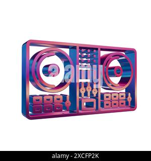 3D Neon Retro Icon - Retro DJ with Headphones Stock Photo - Alamy