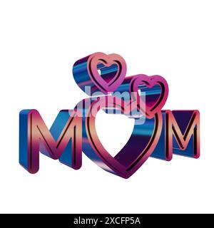 MOM word with heart symbol in black crayon texture style. Hand-drawn ...
