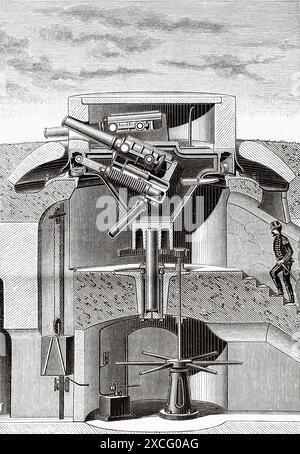 Mougin armored turret, for two 155 long guns, Bange system. Old 19th ...