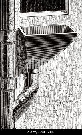 Sanitary toilet room. Old 19th century engraved illustration from La ...