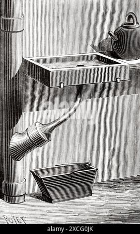 Sanitary toilet room. Old 19th century engraved illustration from La ...