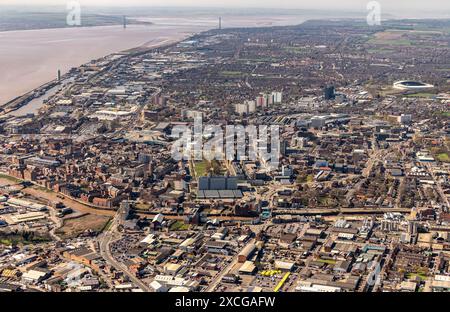 Aerial panoramic photo of Hull City Centre from 1500 feet Stock Photo ...