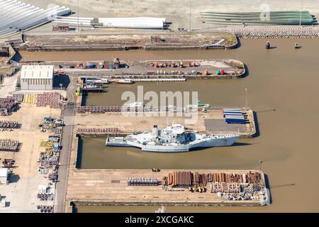 Aerial photo of RV Triton fast trimaran moored in Alexandra Dock Hull ...