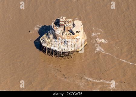 Aerial photo of Bull Sand Fort from 1500 feet showing the ww1 and ww2 ...