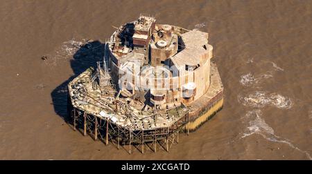 Aerial photo of Bull Sand Fort from 1500 feet showing the ww1 and ww2 ...