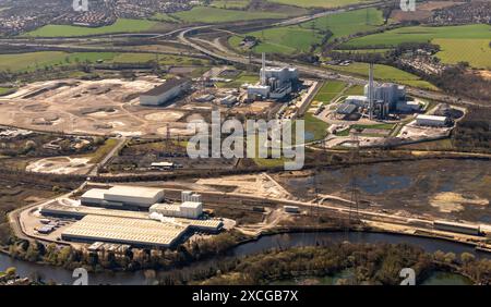 Aerial photo of Ferrybridge Power Station waste for energy development ...