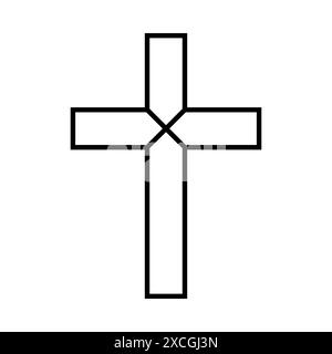 Simple cross icon, Christian cross symbol, outline shape Stock Vector ...