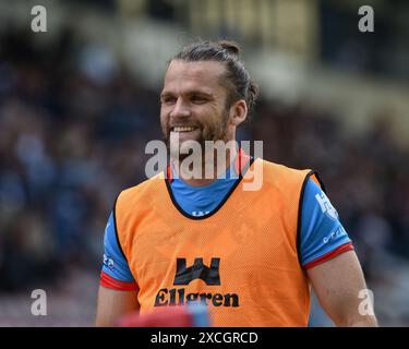 Widnes, England - 16th June 2024 - Wakefield Trinity's Liam Hood and ...