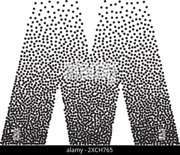 Halftone gradient grain letter N. Vector stipple dotted textured font ...