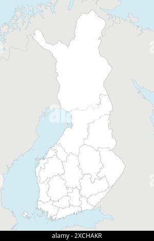 Vector map of Finland with regions or counties and administrative ...
