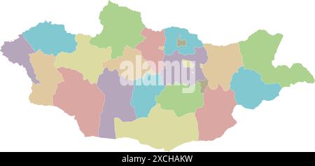 Vector regional map of Mongolia with provinces and administrative ...