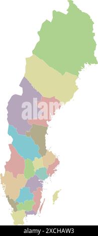 Vector regional map of Sweden with counties and administrative ...
