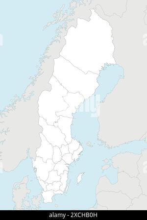 Colorful Sweden political map with clearly labeled, separated layers ...