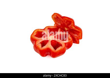 Sliced in half flower shaped tomato fruit, huge hollow tomato top view ...
