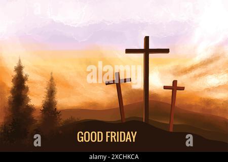 jesus christ crucifixion scene good friday background Stock Vector ...