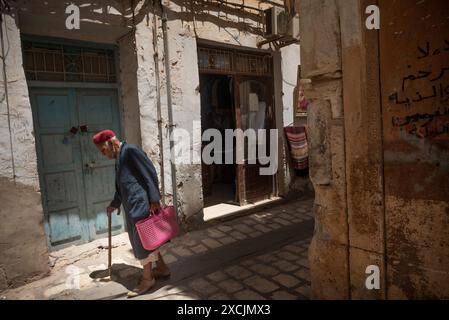 June 7, 2024, Sfax, Tunisia: An old Tunisian man wearing a traditional ...