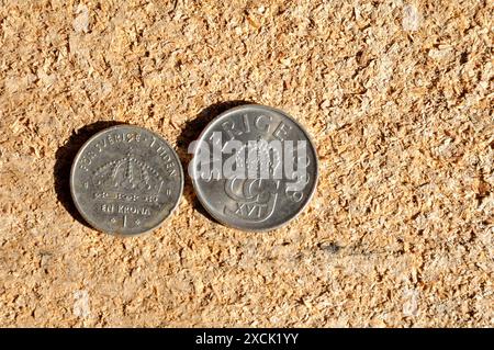 Copenhagen/ Denmark/17 JUNE 2024/Swedish coins kronor in danish capital ...