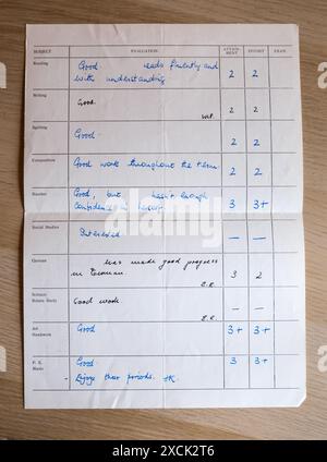 School report, school grades Stock Photo - Alamy