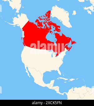 Canada red highlighted in map of North America Stock Photo - Alamy