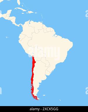 Illustration of Chile highlighted in red on globe with transparent ...