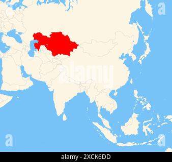 Kazakhstan on Earth in red Stock Photo - Alamy
