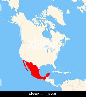 Illustration of Mexico highlighted in red on blue globe. 3D ...
