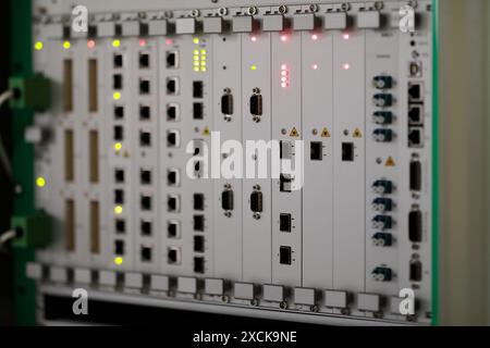 Industrial modular computer system in a rack. Selective focus Stock ...