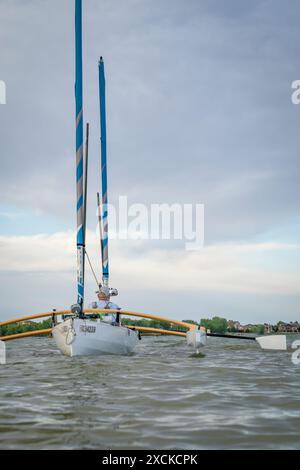 Loveland, CO, USA - June 2, 2024: Rowing Rowcruiser, homebuilt trimaran ...