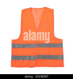 Orange reflective vest isolated on white, top view Stock Photo - Alamy