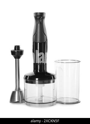 Modern hand blender kit isolated on white Stock Photo - Alamy