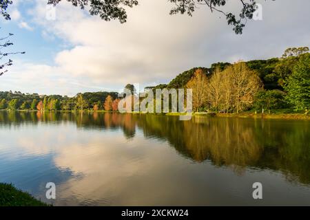 A view of Sao Bernardo Lake in Autumn. Tourist destination in Sao ...
